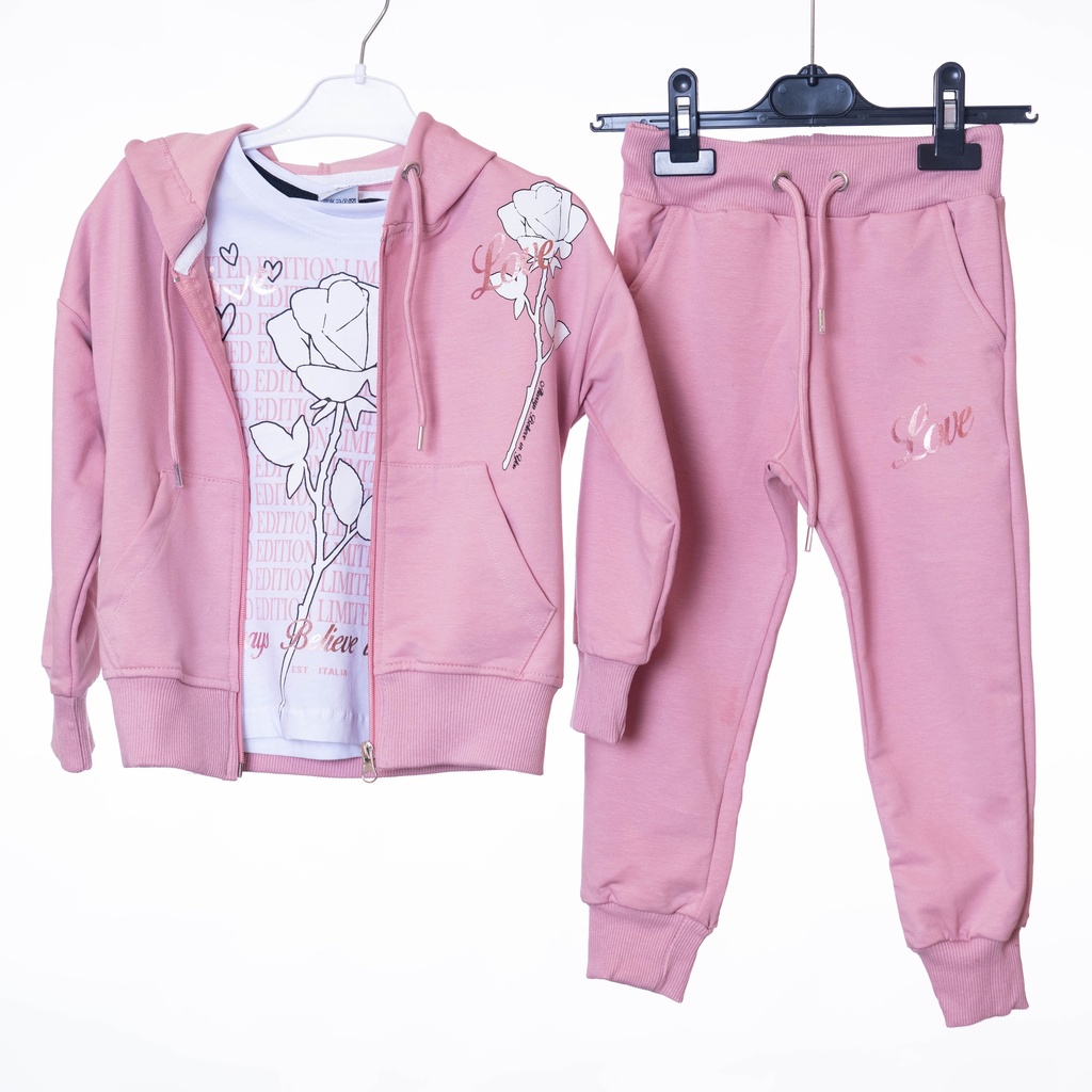6196 Ensemble rose blanc fille | KIDSTYLE